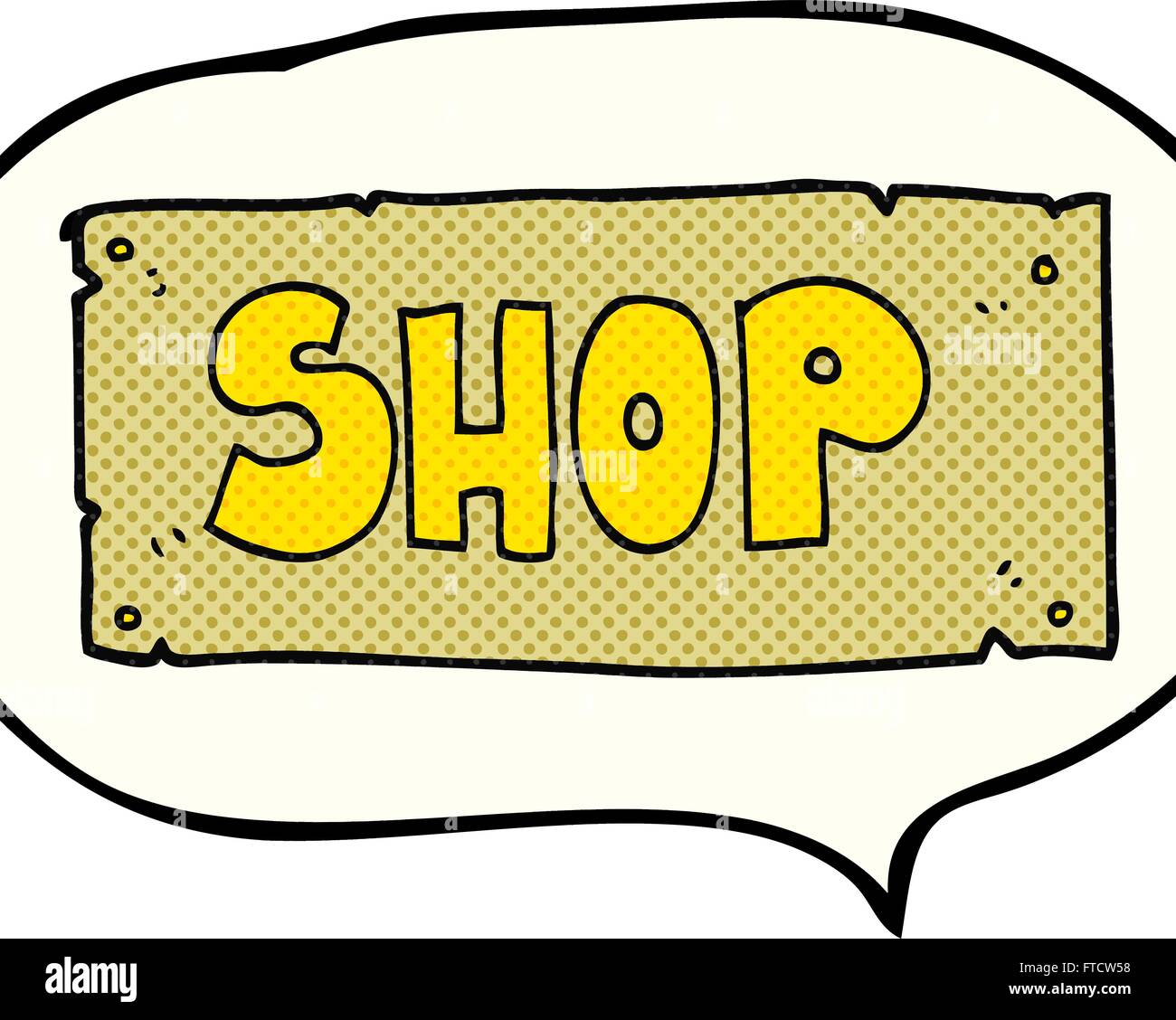 freehand drawn comic book speech bubble cartoon shop sign Stock Vector ...