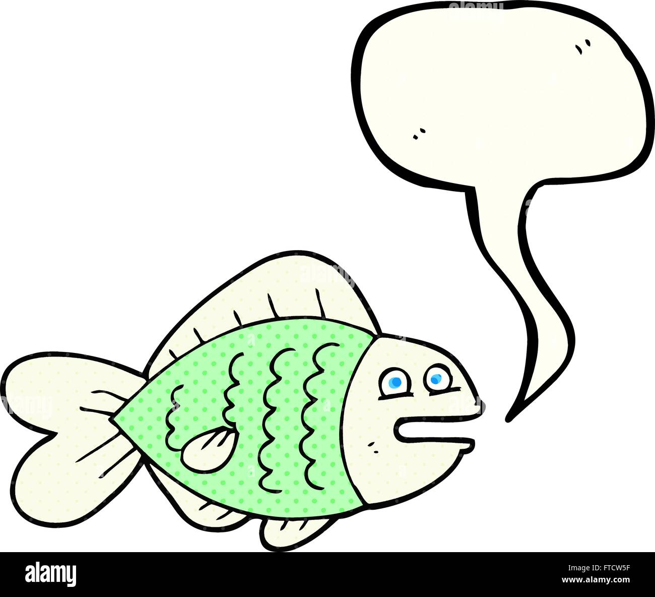freehand drawn comic book speech bubble cartoon funny fish Stock Vector ...