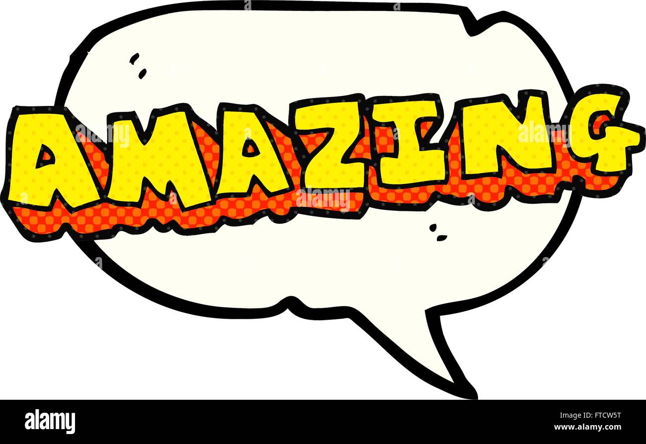 freehand drawn comic book speech bubble cartoon amazing word Stock ...
