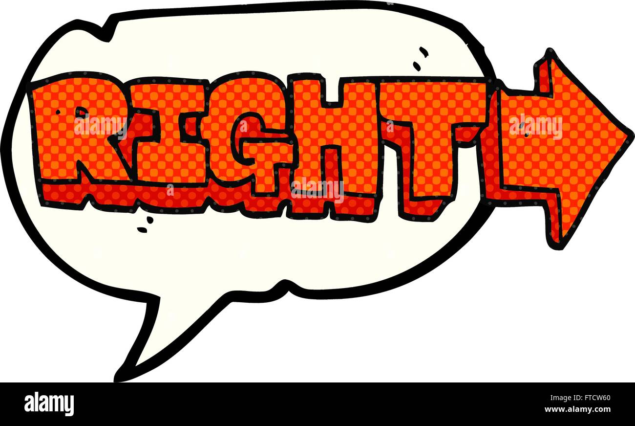 freehand drawn comic book speech bubble cartoon right symbol Stock ...