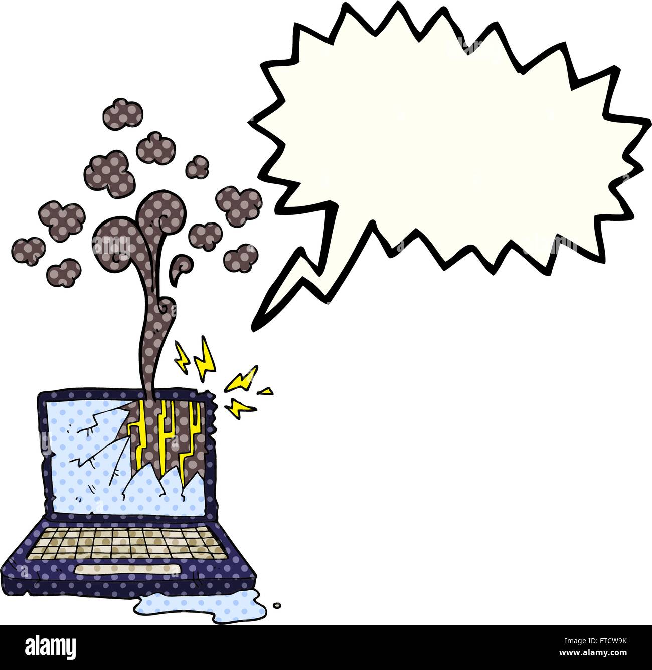 freehand drawn comic book speech bubble cartoon broken computer Stock ...