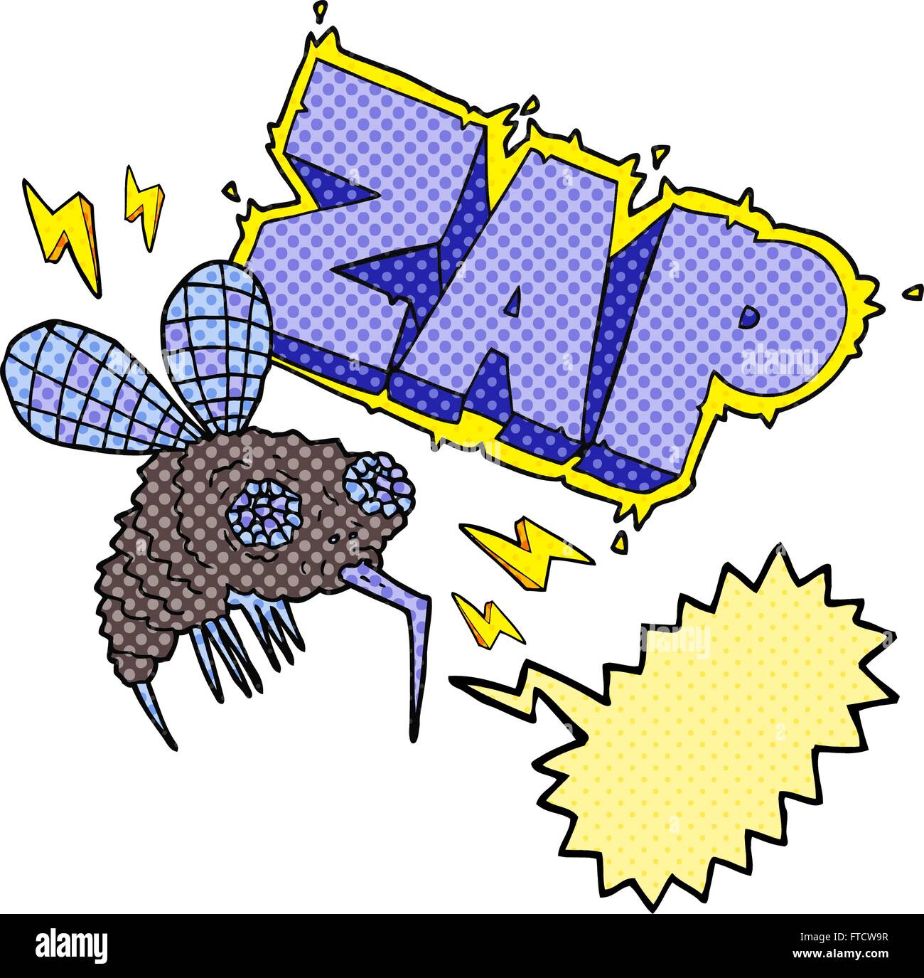 freehand drawn comic book speech bubble cartoon fly zapped Stock Vector ...
