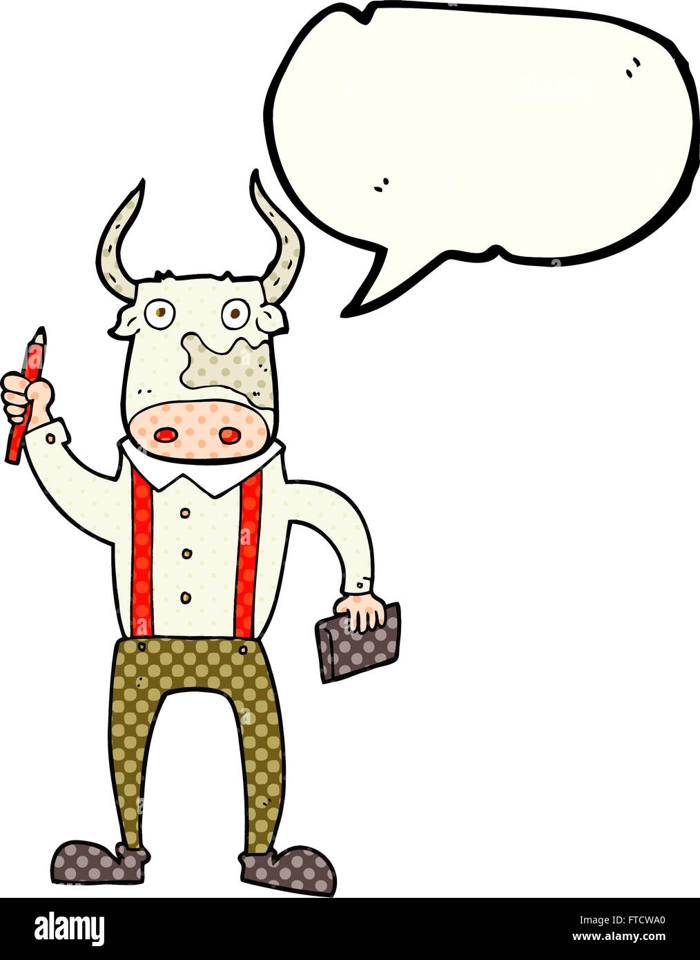 freehand drawn comic book speech bubble cartoon bull man Stock Vector ...