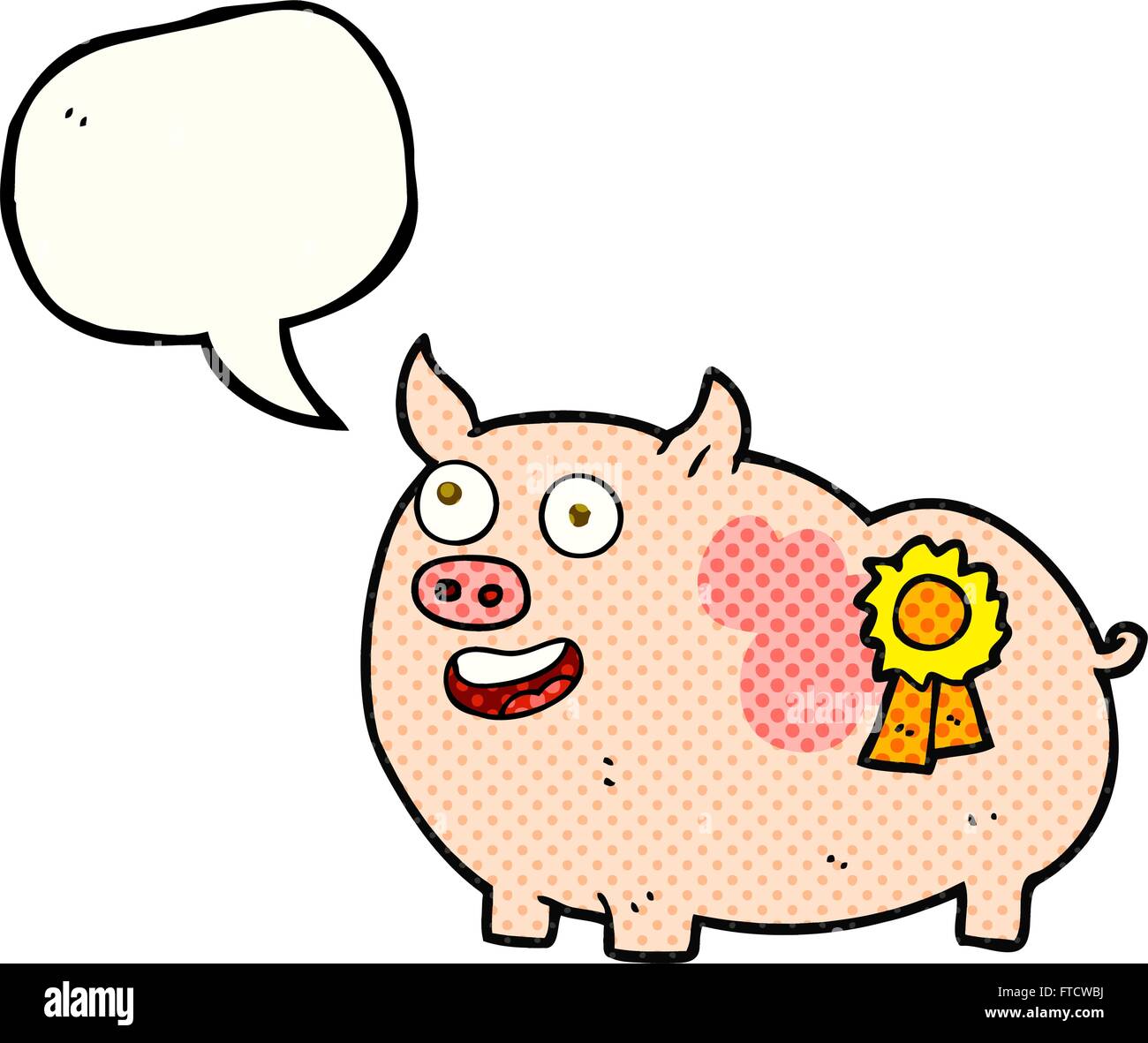 freehand drawn comic book speech bubble cartoon prize winning pig Stock ...