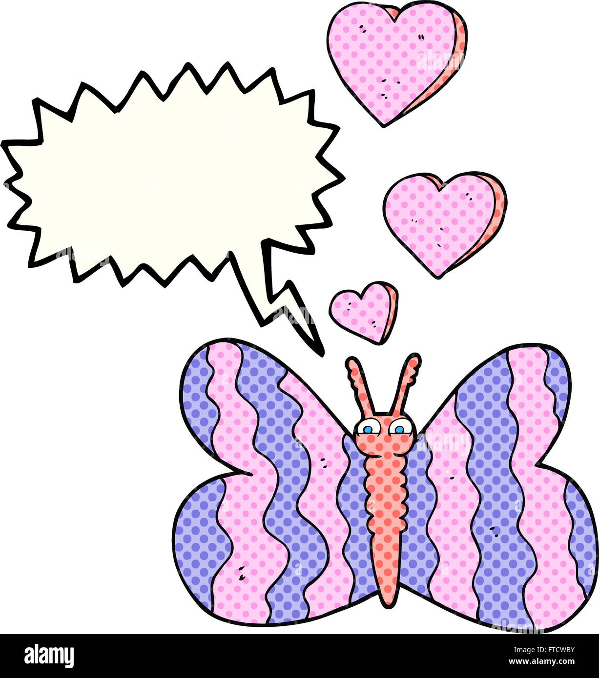 freehand drawn comic book speech bubble cartoon butterfly Stock Vector ...