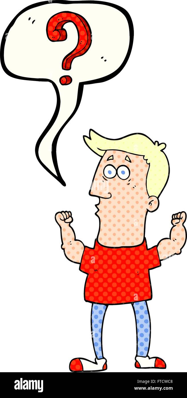 freehand drawn comic book speech bubble cartoon man with question Stock Vector Image & Art - Alamy