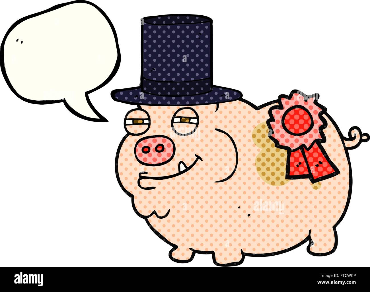freehand drawn comic book speech bubble cartoon prize winning pig Stock ...