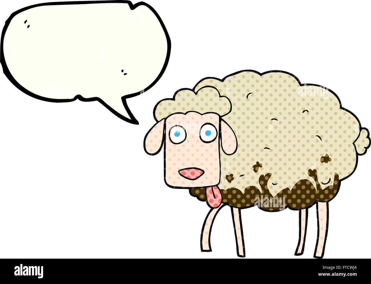 freehand drawn comic book speech bubble cartoon muddy sheep Stock ...