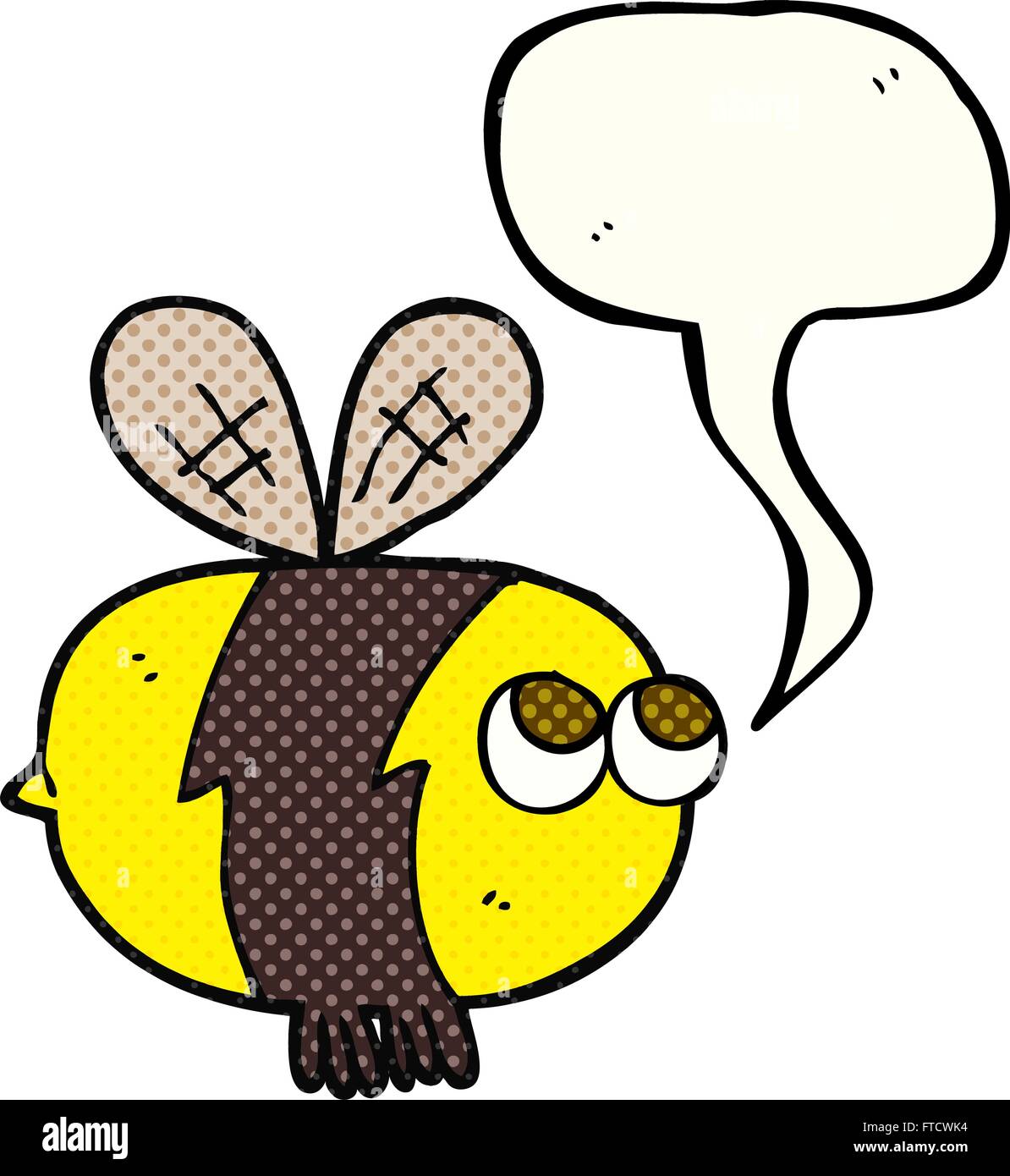 freehand drawn comic book speech bubble cartoon bee Stock Vector Image ...