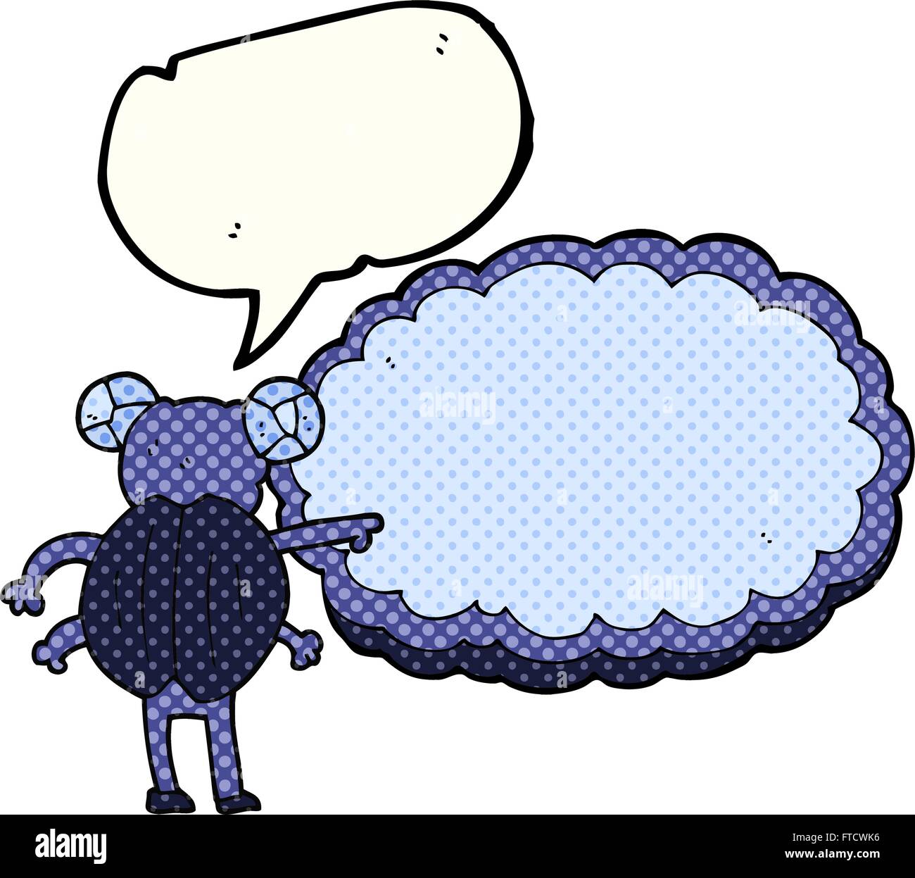 freehand drawn comic book speech bubble cartoon pointing insect Stock ...