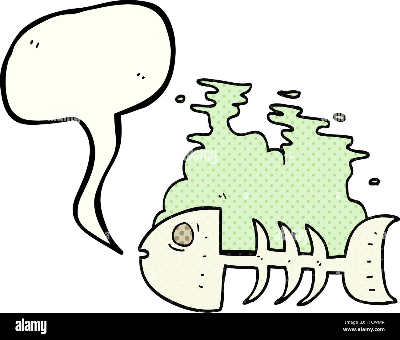freehand drawn comic book speech bubble cartoon fish bones Stock Vector ...