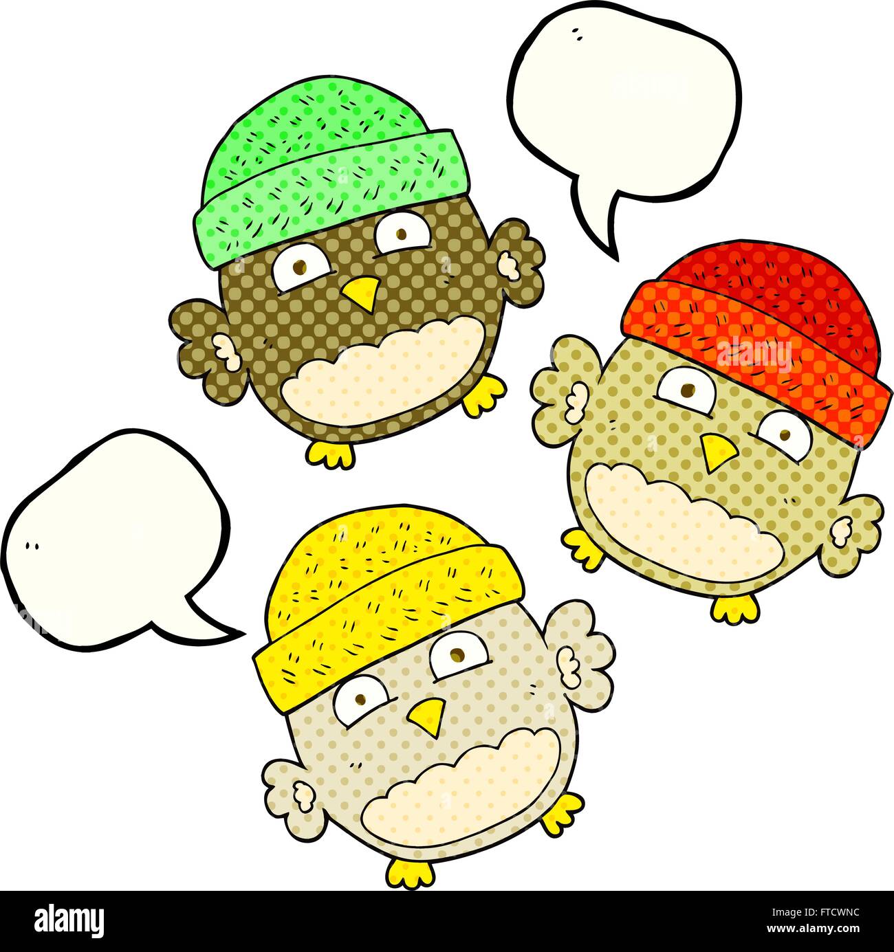 freehand drawn comic book speech bubble cartoon cute owls Stock Vector ...