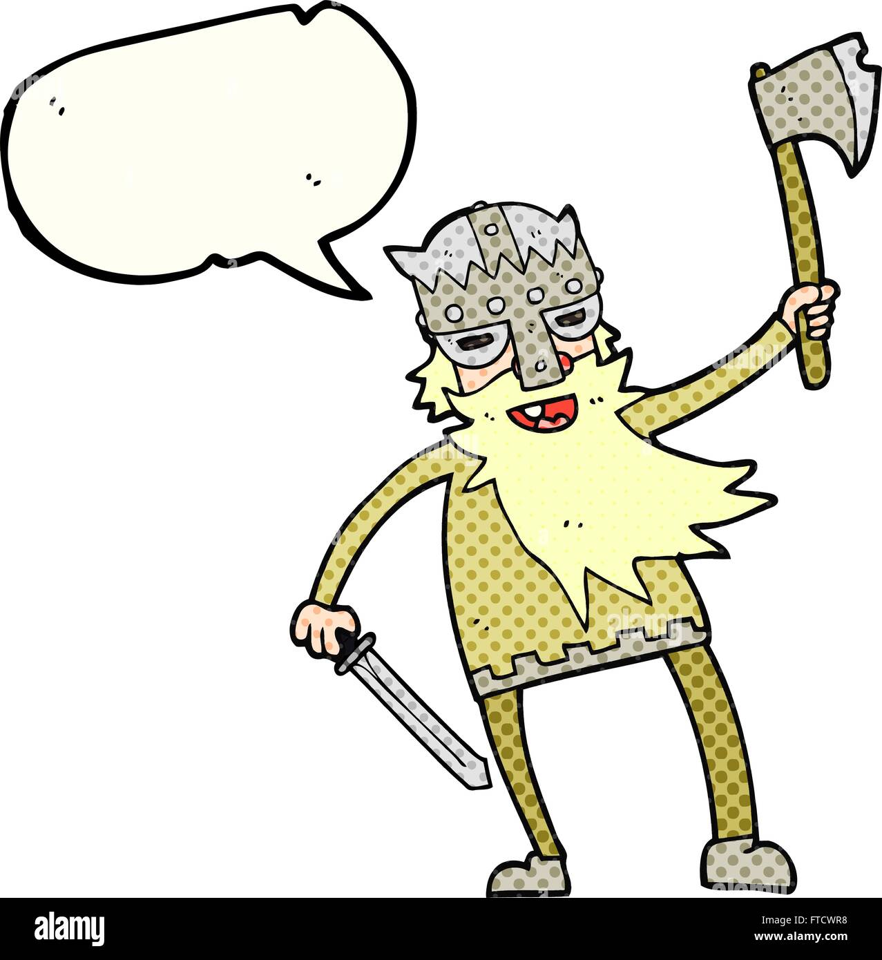 freehand drawn comic book speech bubble cartoon viking warrior Stock ...