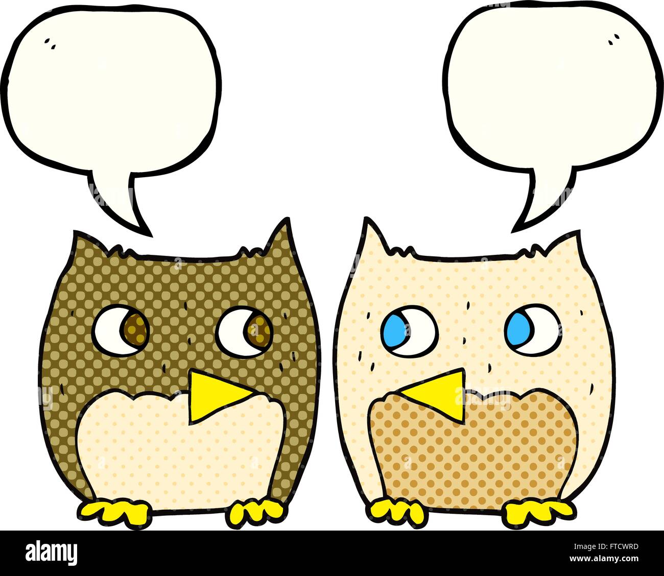 freehand drawn cute comic book speech bubble cartoon owls Stock Vector ...