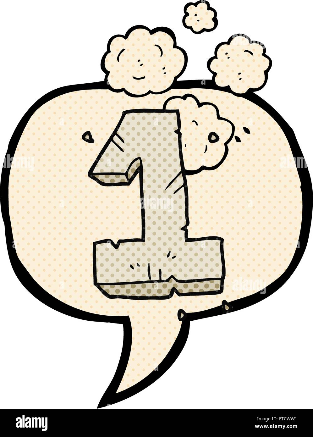 freehand drawn comic book speech bubble cartoon stone number one Stock ...