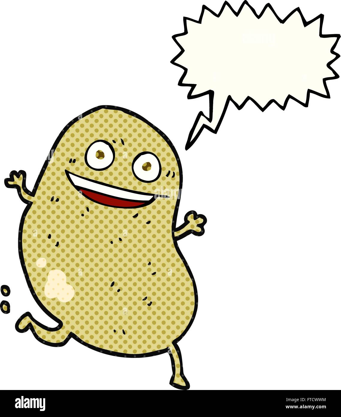 freehand drawn comic book speech bubble cartoon potato running Stock ...