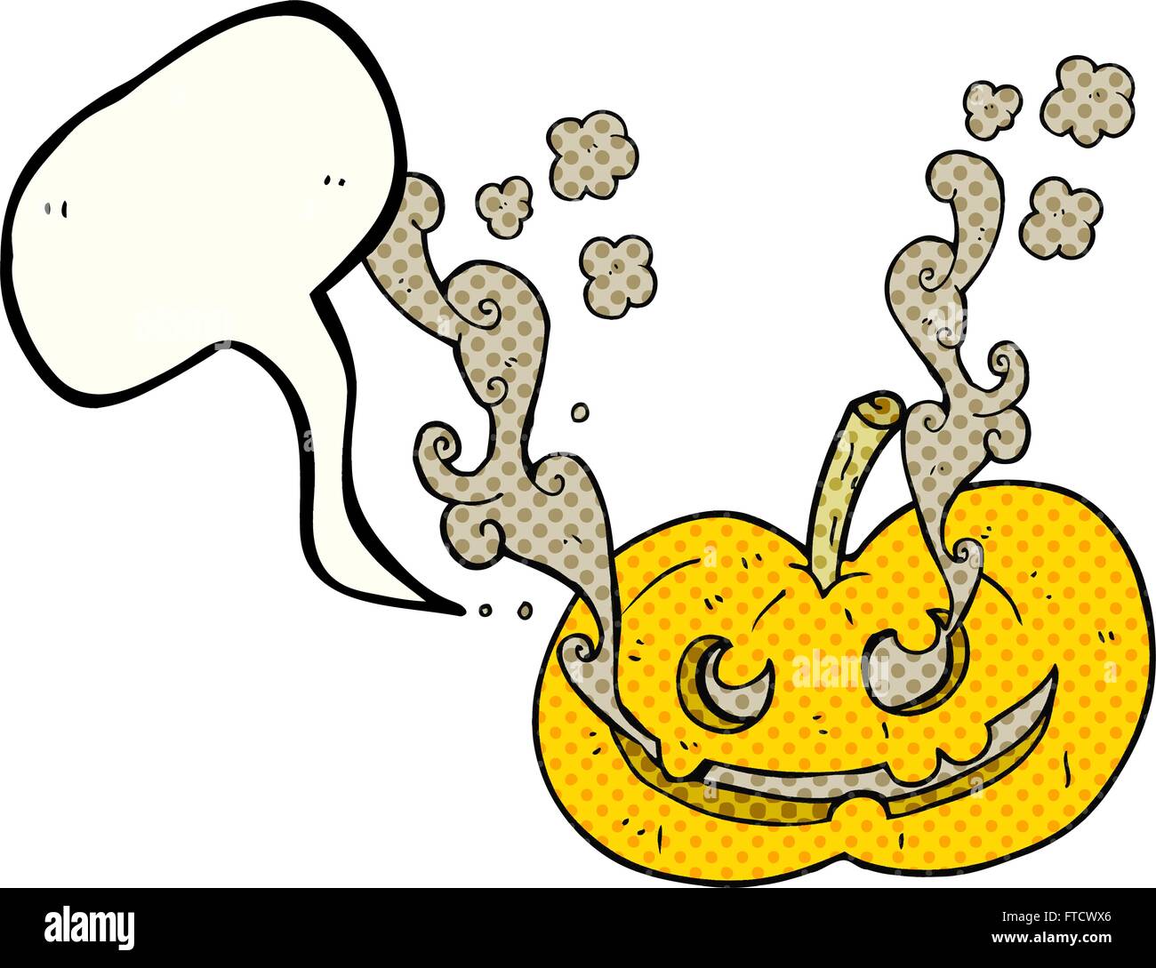 freehand drawn comic book speech bubble cartoon halloween pumpkin Stock ...