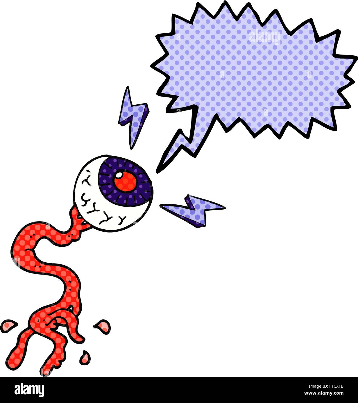 freehand drawn comic book speech bubble cartoon gross electric eyeball ...