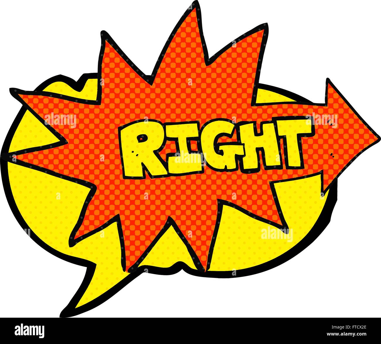 freehand drawn comic book speech bubble cartoon right symbol pointing Stock Vector Image & Art ...