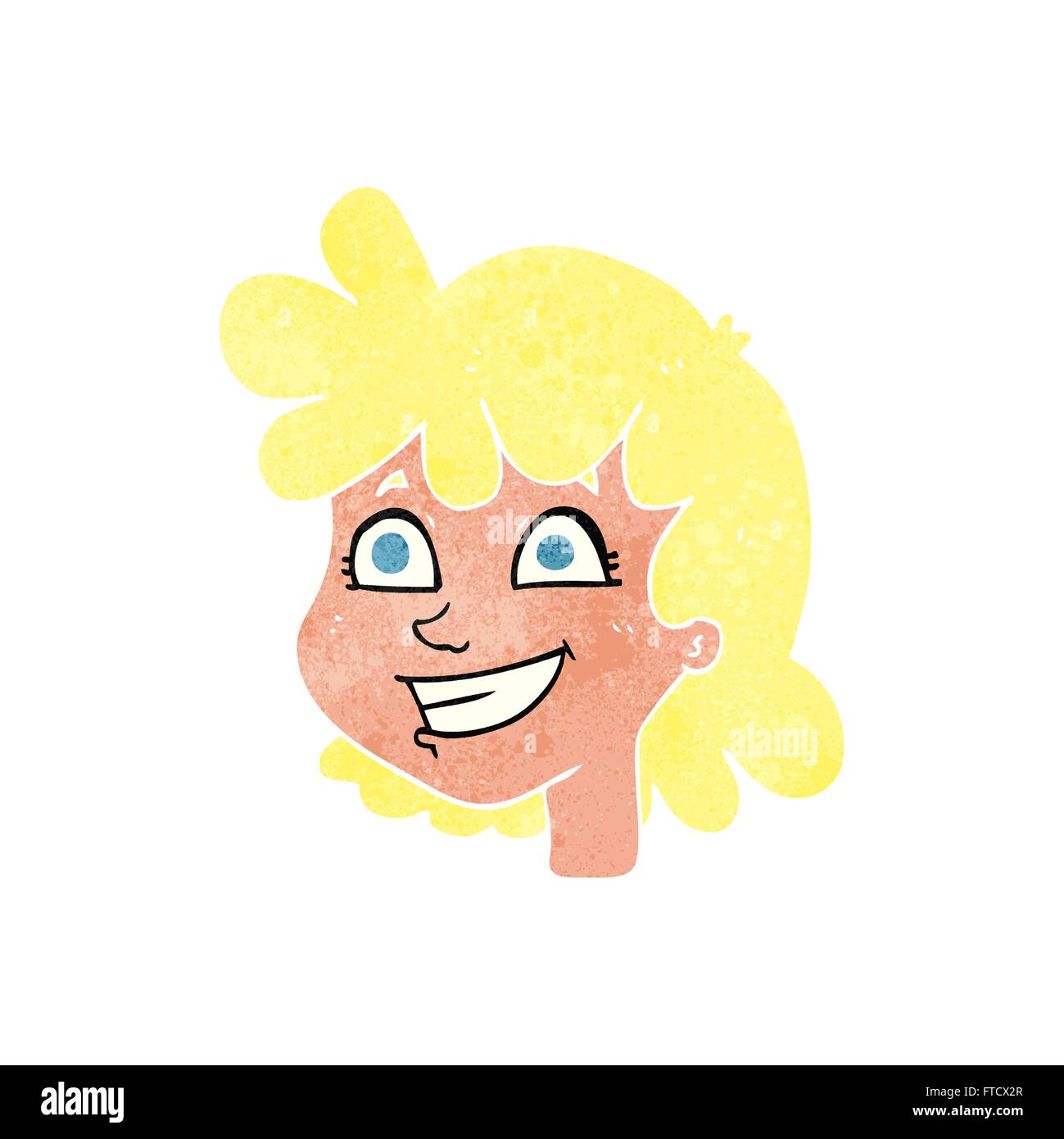 freehand retro cartoon female face Stock Vector Image & Art - Alamy