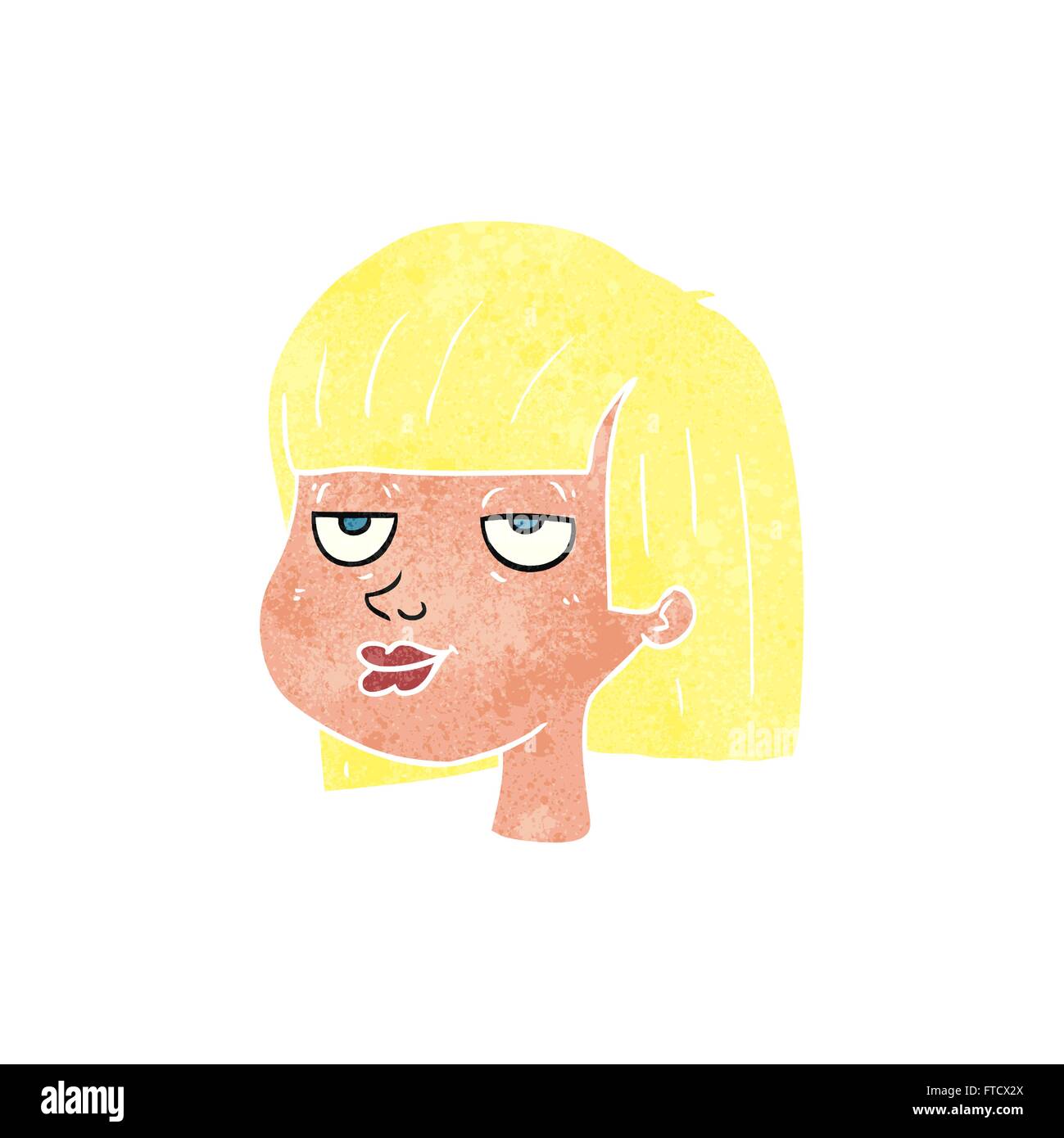 freehand retro cartoon female face Stock Vector Image & Art - Alamy