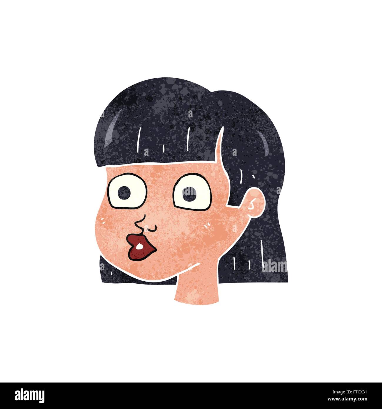 freehand retro cartoon female face Stock Vector Image & Art - Alamy