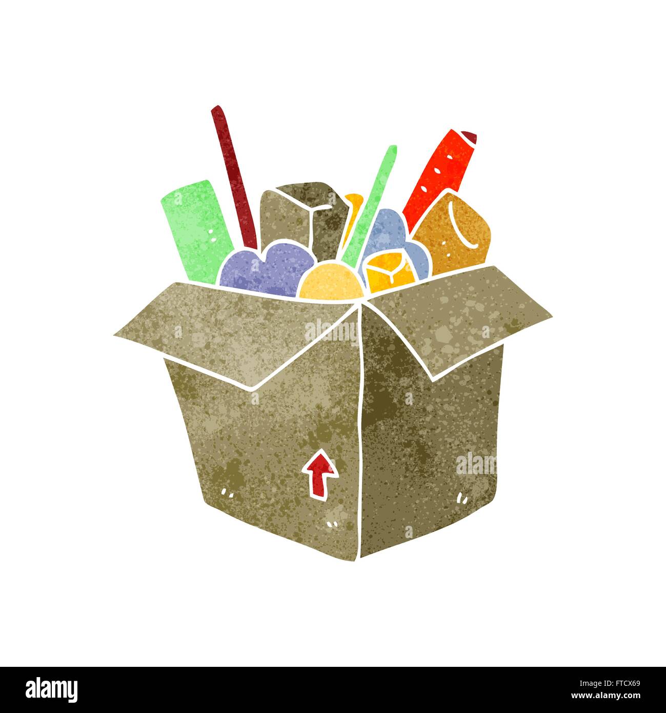 freehand retro cartoon box of things Stock Vector Image & Art - Alamy