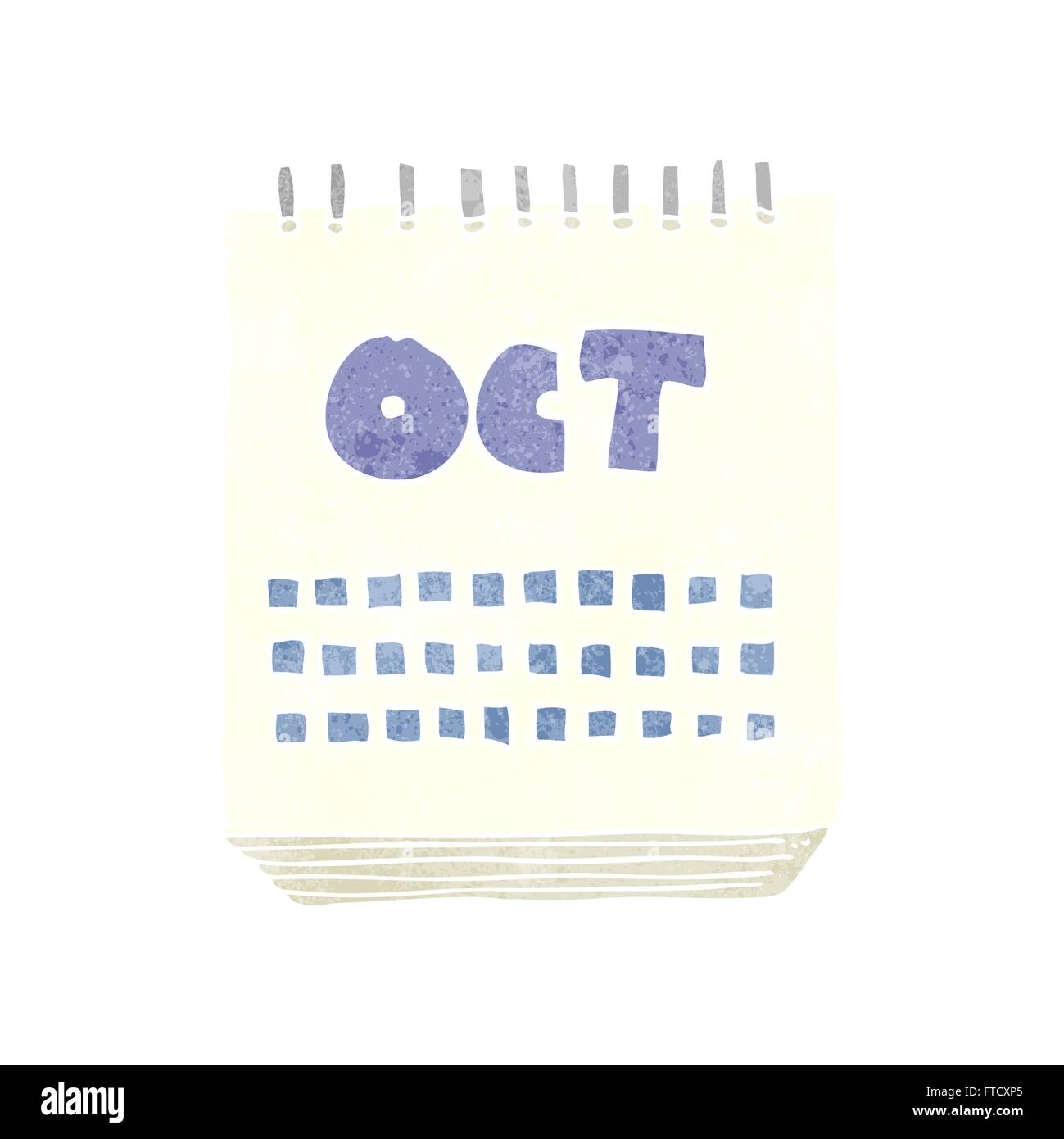 freehand retro cartoon calendar showing month of october Stock Vector ...