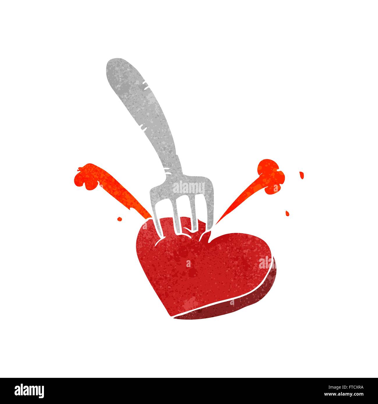 freehand retro cartoon heart stabbed by fork Stock Vector Image & Art ...