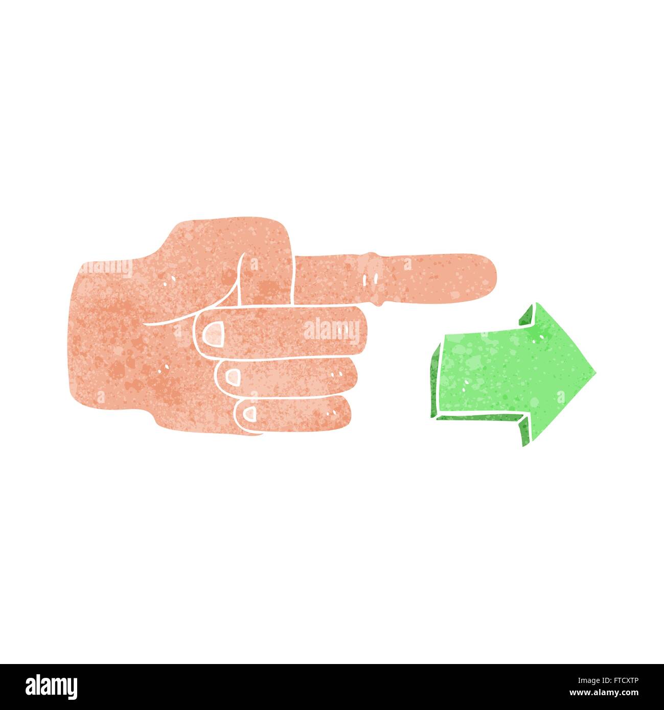 freehand retro cartoon pointing hand with arrow Stock Vector Image ...