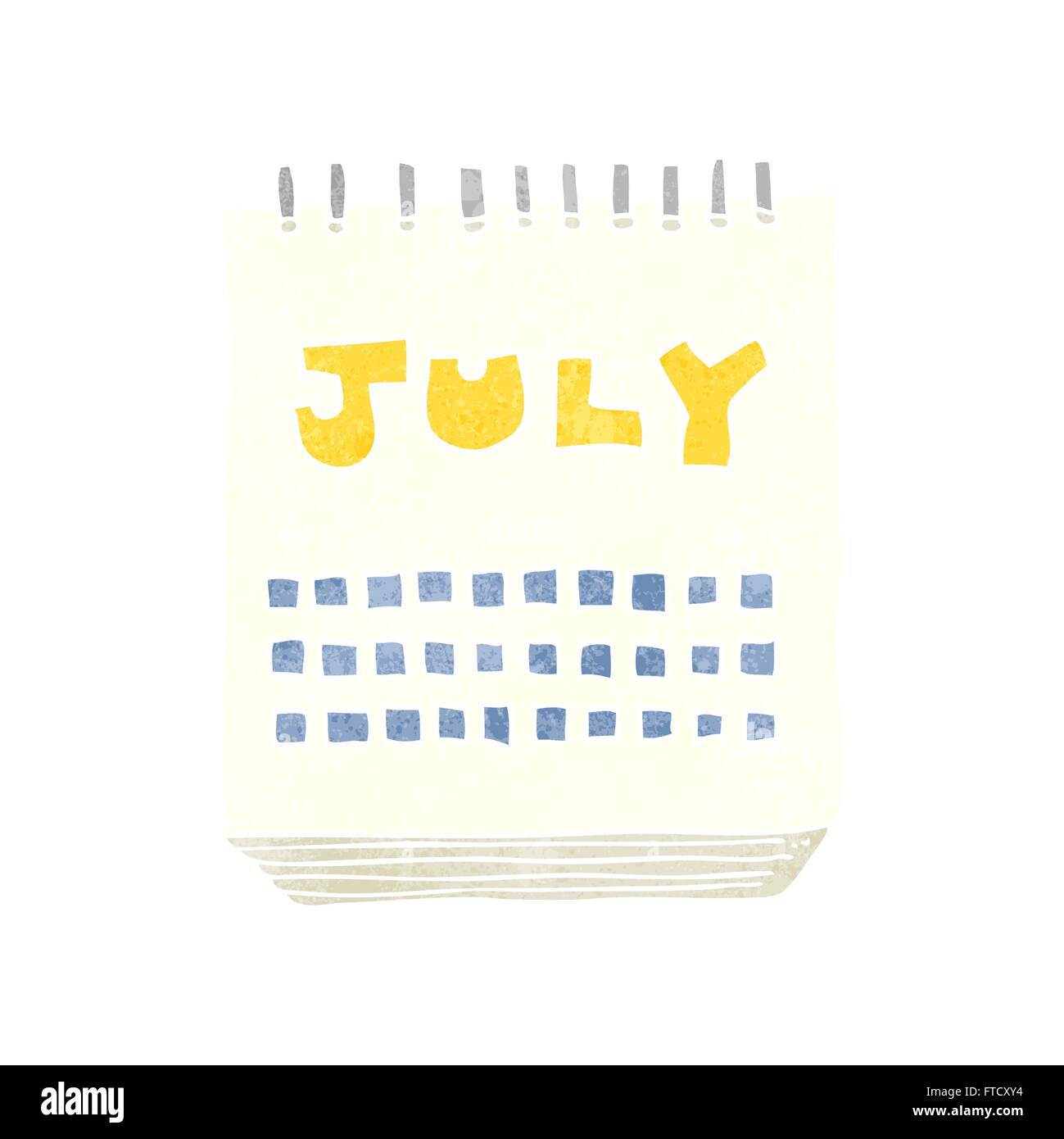 freehand retro cartoon calendar showing month of July Stock Vector ...