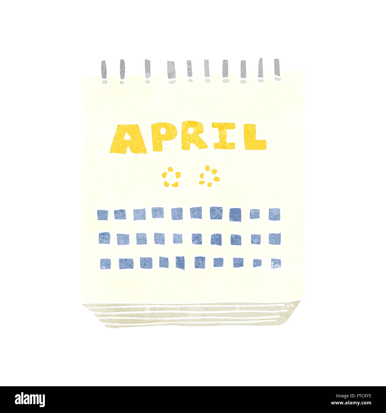 freehand retro cartoon calendar showing month of April Stock Vector ...