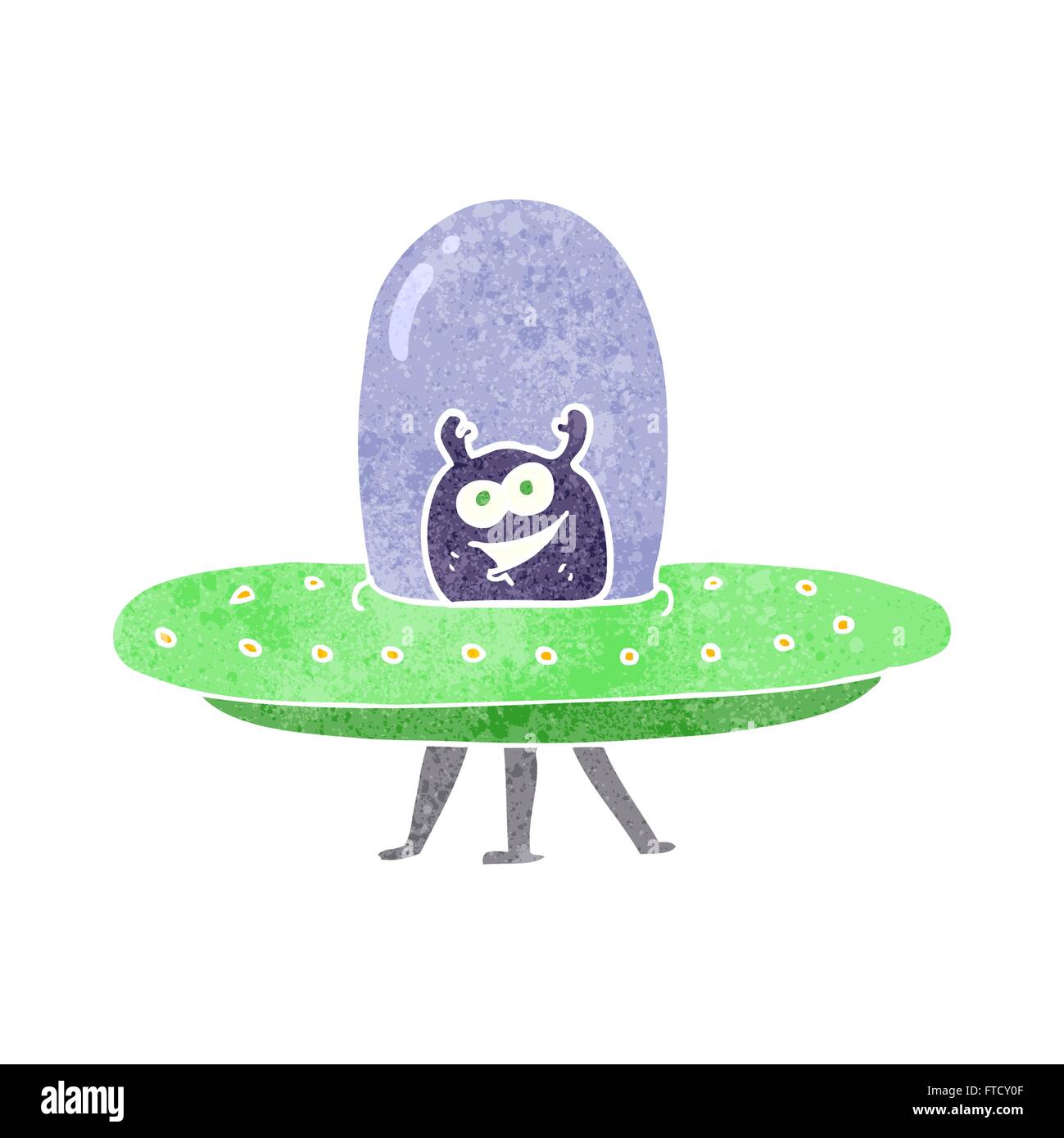 freehand retro cartoon space alien Stock Vector Image & Art - Alamy