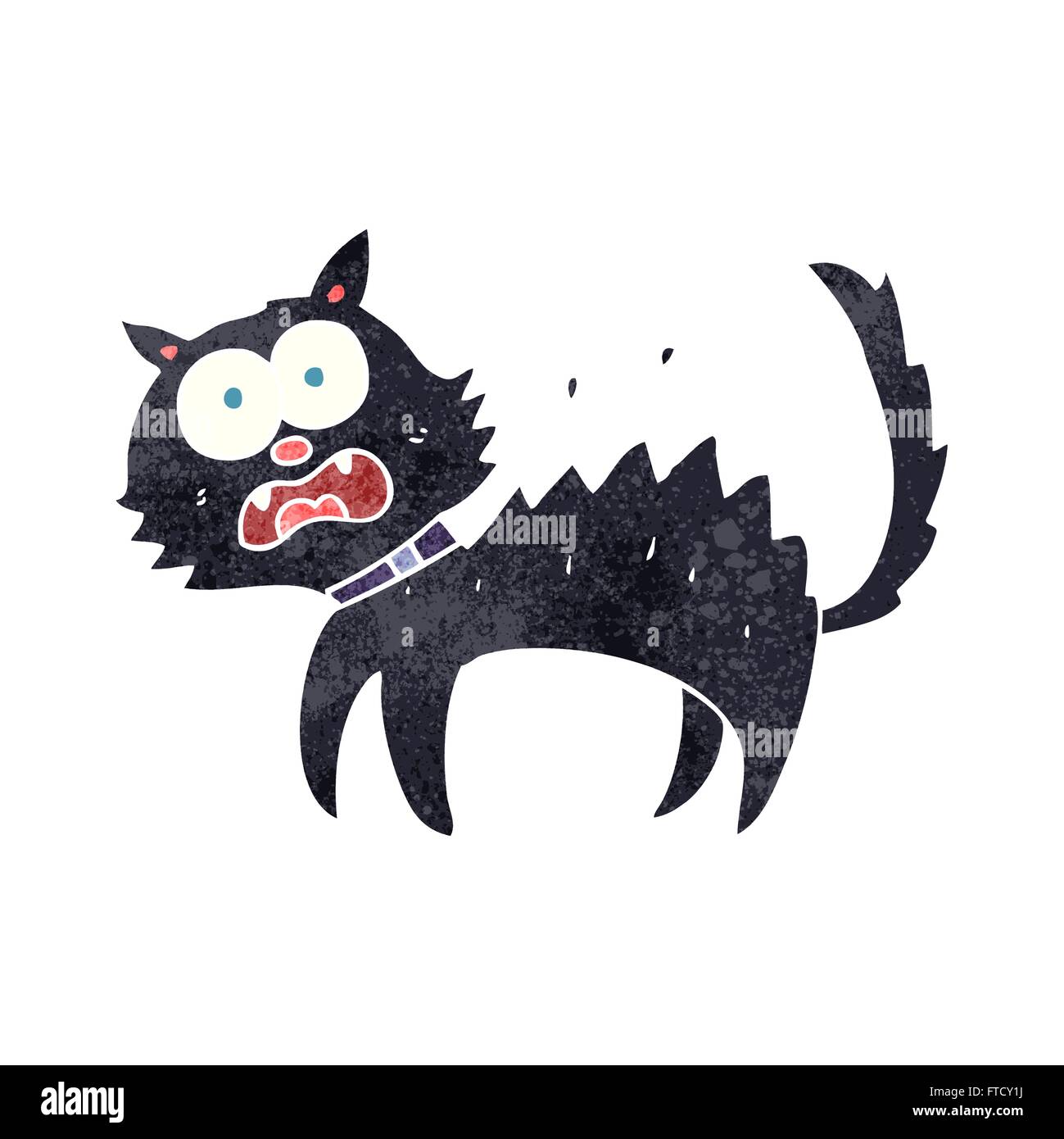 freehand retro cartoon scared black cat Stock Vector Image & Art - Alamy