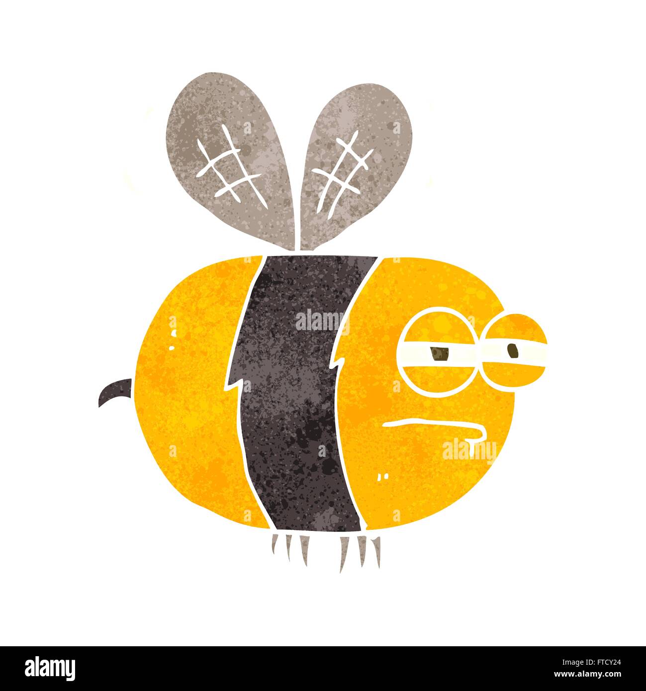 freehand retro cartoon unhappy bee Stock Vector Image & Art - Alamy