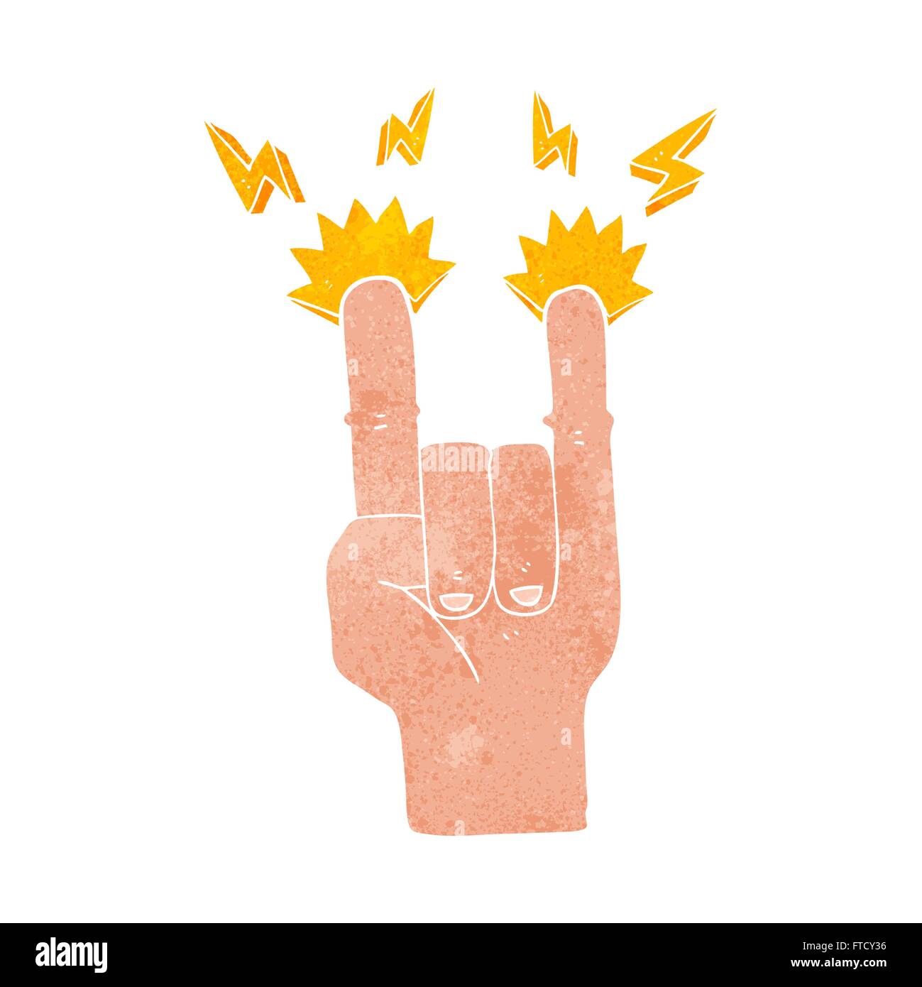 freehand retro cartoon hand making rock symbol Stock Vector Image & Art ...
