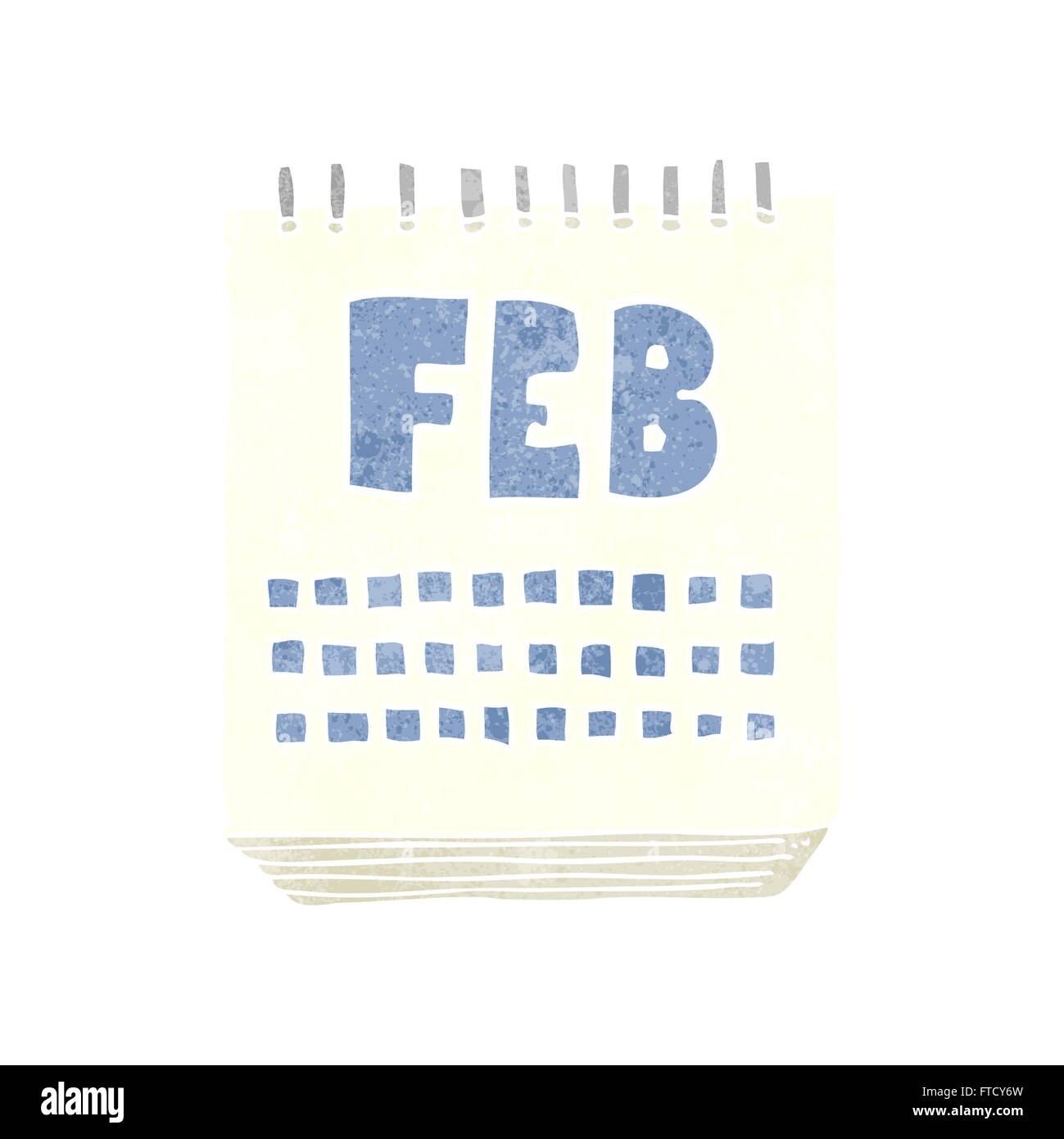 freehand retro cartoon calendar showing month of february Stock Vector ...