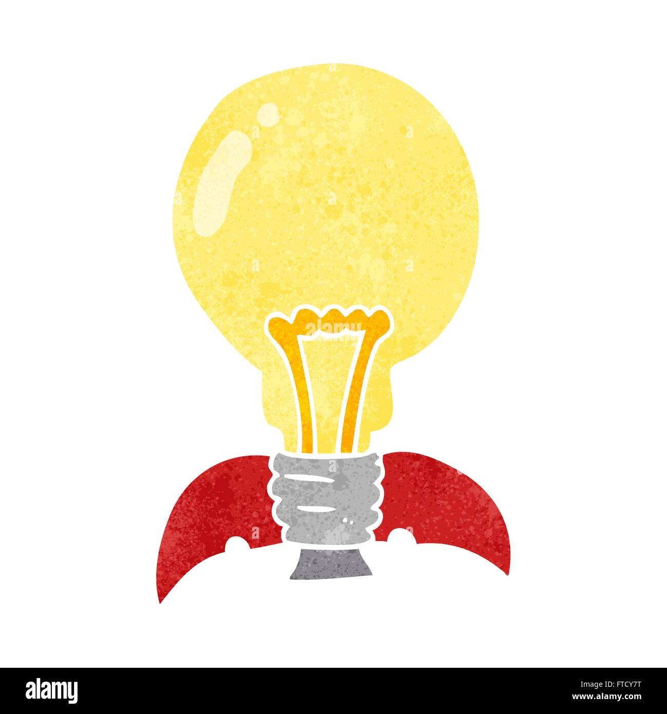 freehand retro cartoon lightbulb rocket ship Stock Vector Image & Art ...
