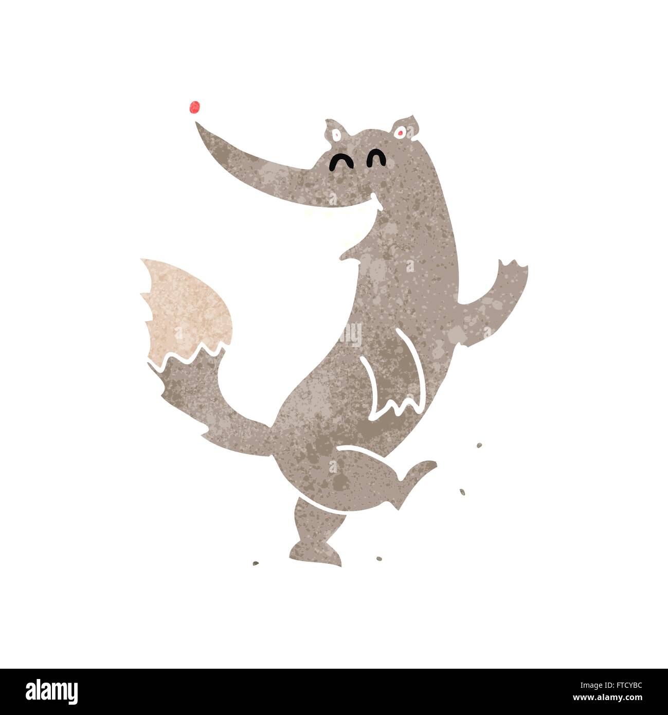 freehand retro cartoon happy wolf dancing Stock Vector Image & Art - Alamy