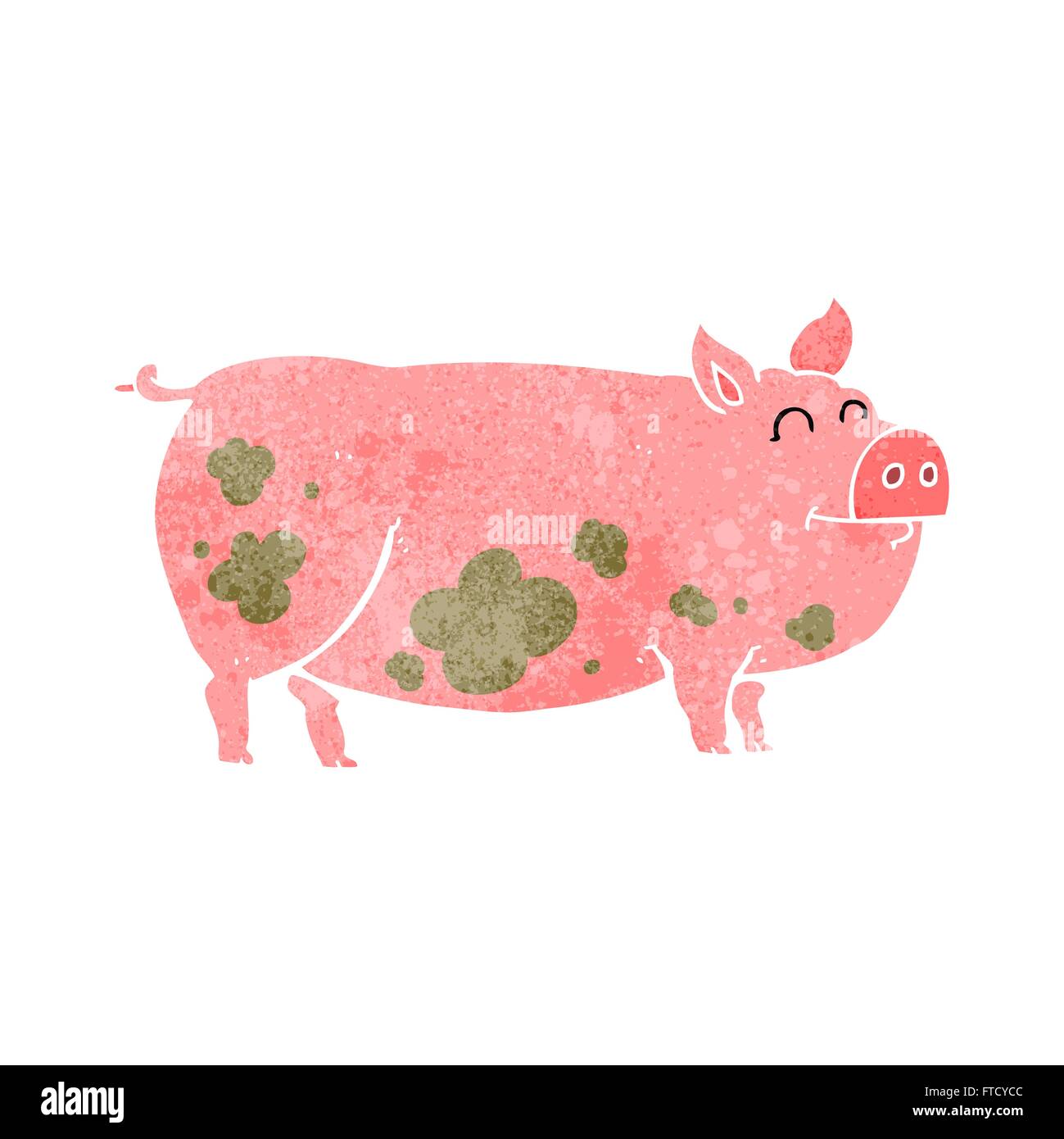 freehand retro cartoon muddy pig Stock Vector Image & Art - Alamy