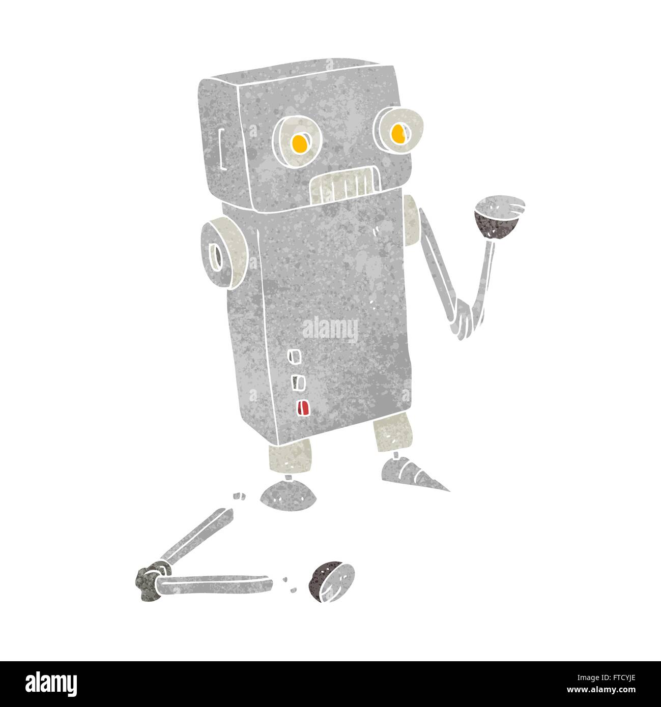 freehand retro cartoon broken robot Stock Vector Image & Art - Alamy