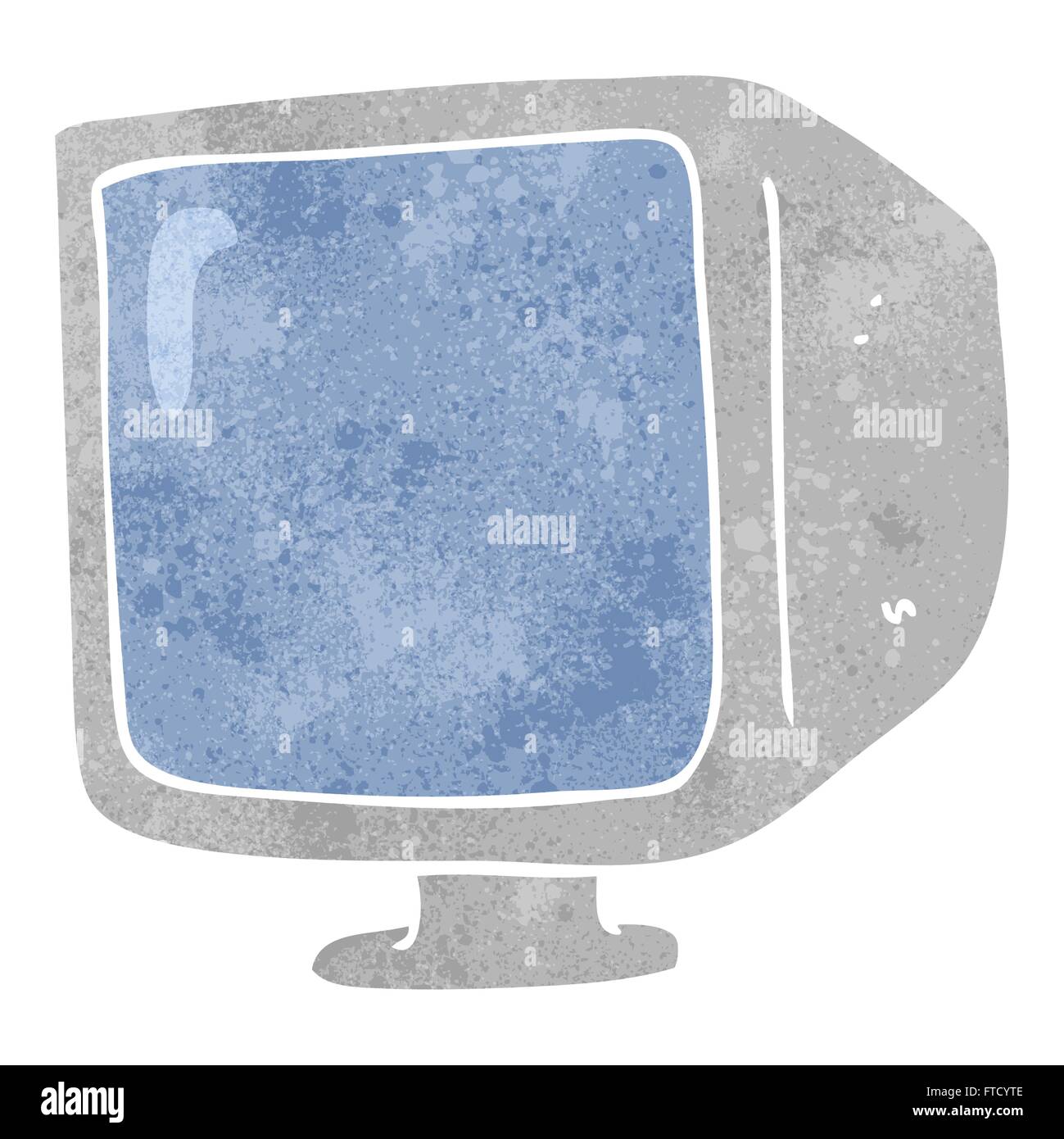 freehand retro cartoon old computer monitor Stock Vector Image & Art ...