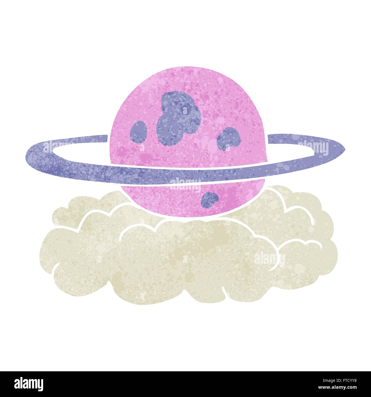 freehand retro cartoon alien planet Stock Vector Image & Art - Alamy