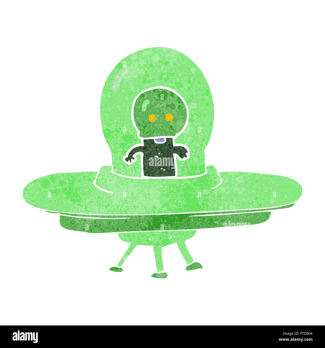 freehand retro cartoon alien in flying saucer Stock Vector Image & Art ...