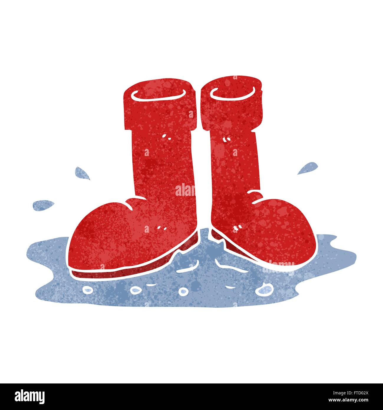 freehand retro cartoon wellington boots in puddle Stock Vector Image ...