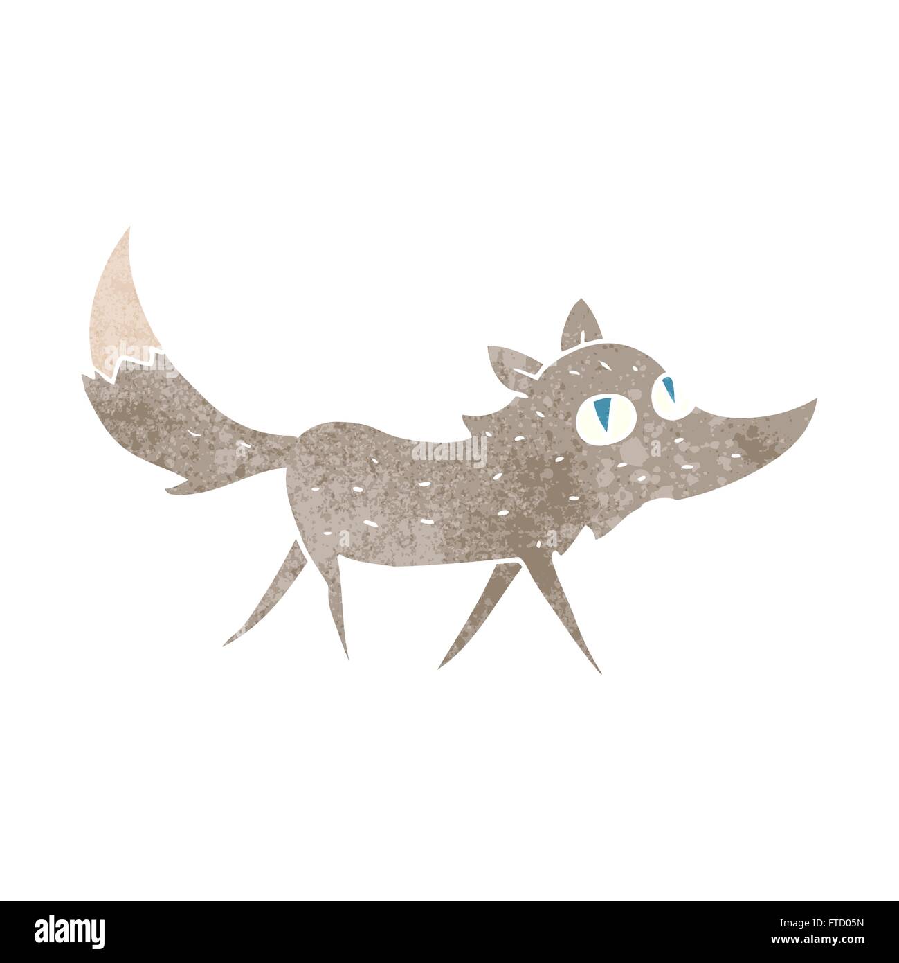 freehand retro cartoon little wolf Stock Vector Image & Art - Alamy