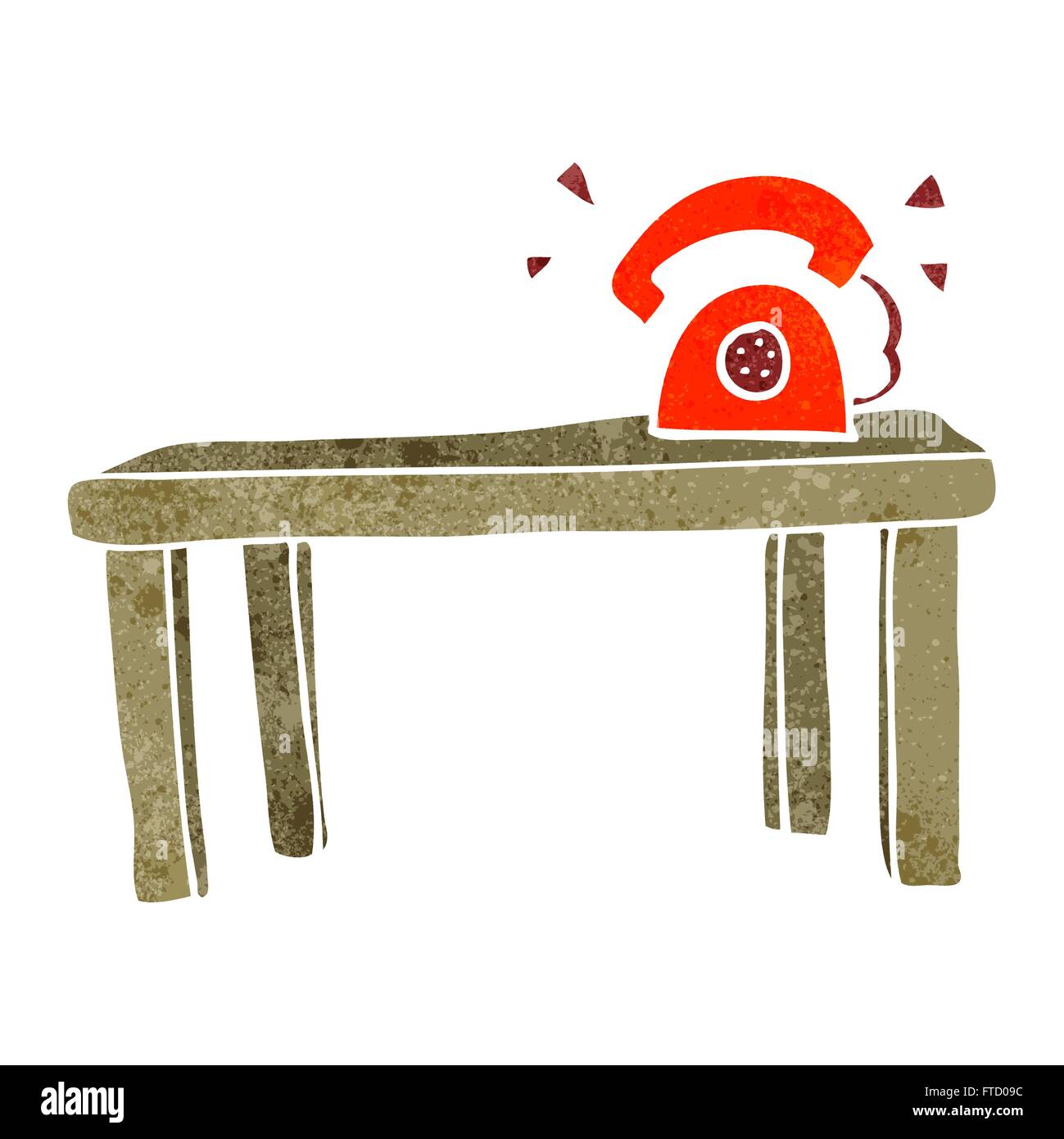 freehand retro cartoon phone ringing on desk Stock Vector Image & Art ...