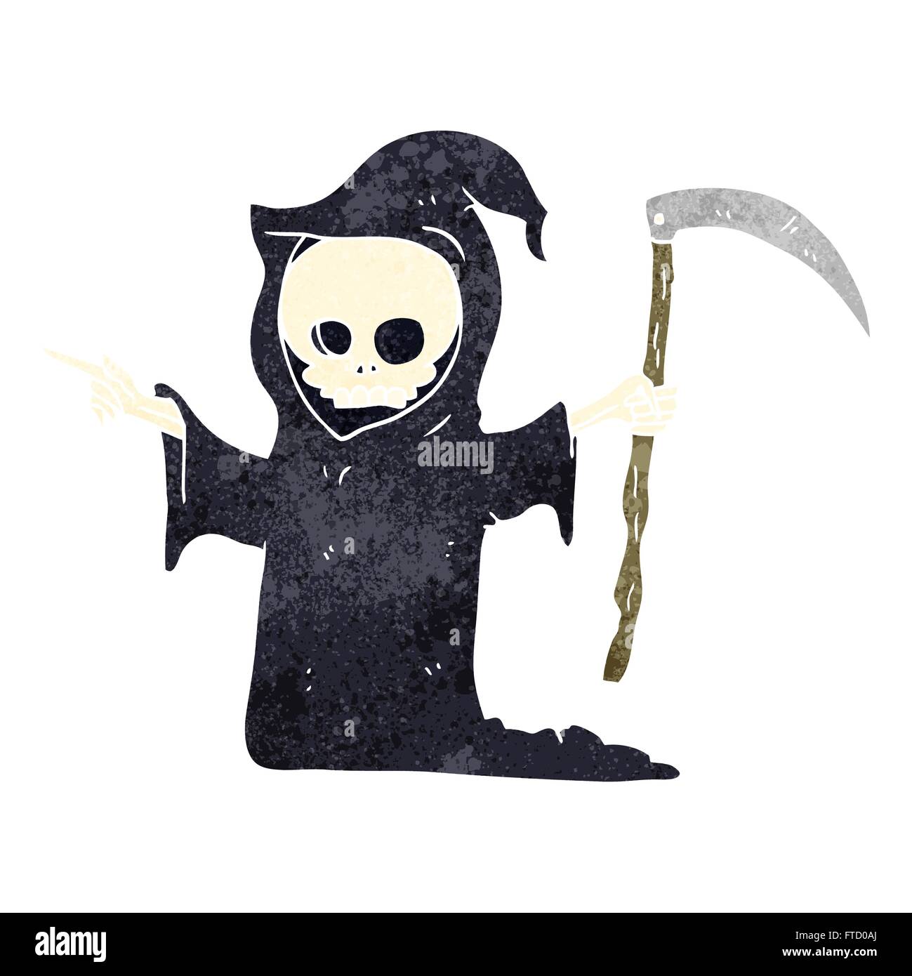 freehand retro cartoon death with scythe Stock Vector Image & Art - Alamy