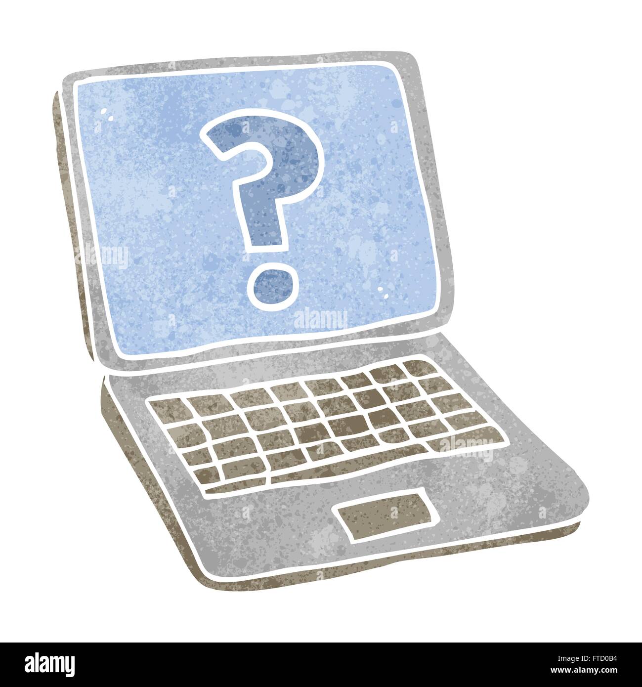 freehand retro cartoon laptop computer with question mark Stock Vector ...