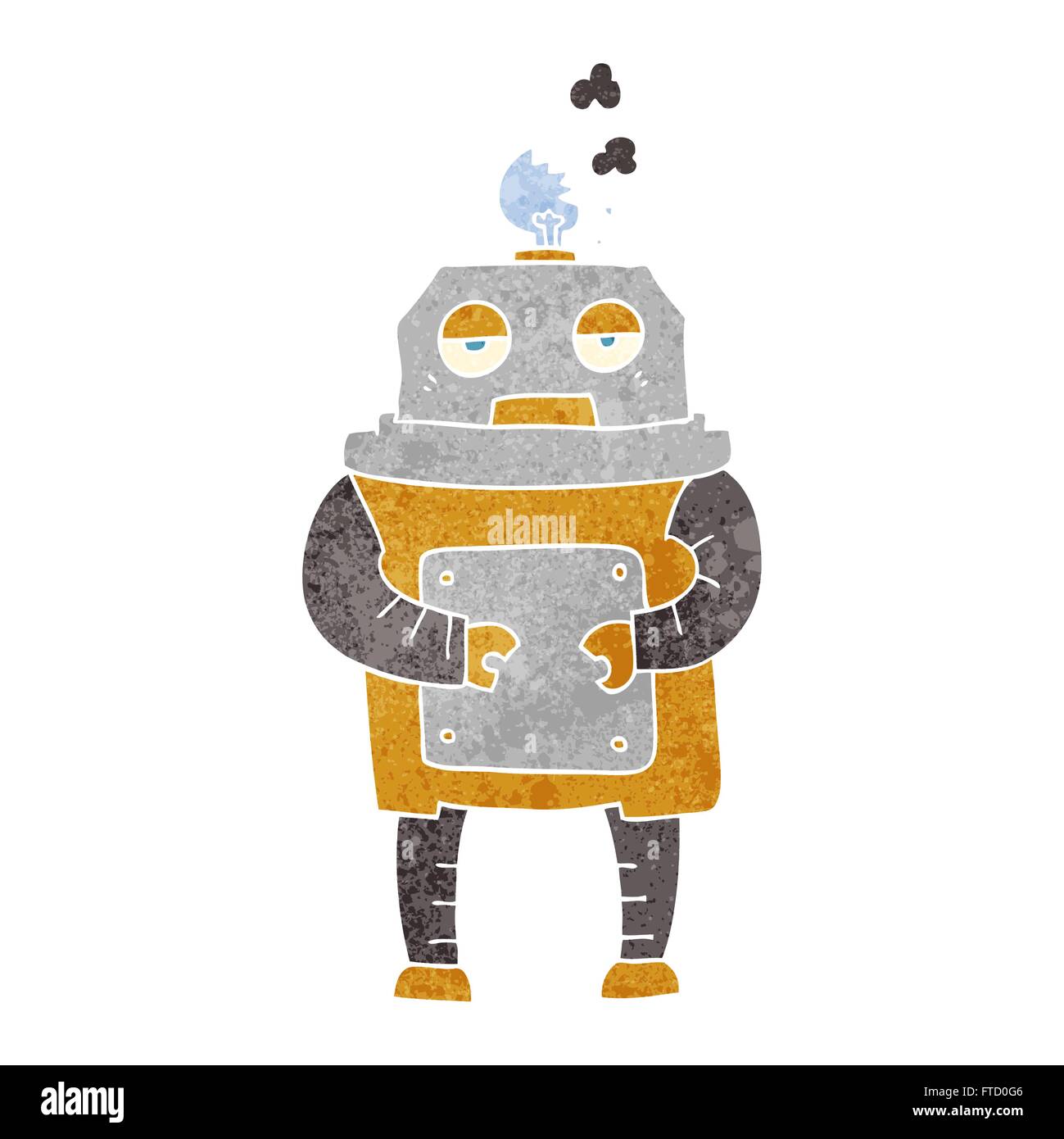 freehand retro cartoon broken robot Stock Vector Image & Art - Alamy